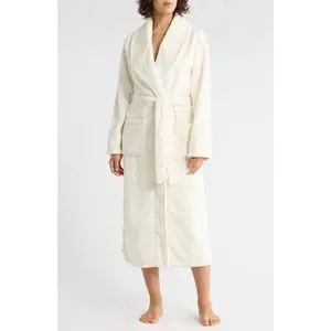Nordstrom Shawl Collar Plush Longline Robe Ivory Egret