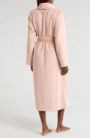 Nordstrom Shawl Collar Plush Longline Robe - Pink Smoke
