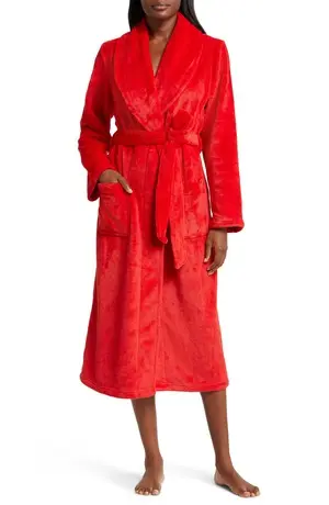Nordstrom Shawl Collar Plush Longline Robe Red Barbados