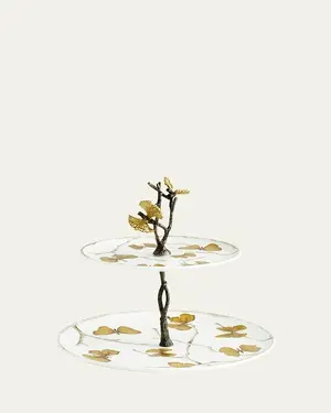 Michael Aram Butterfly Ginkgo 2-tier Porcelain Etagere
