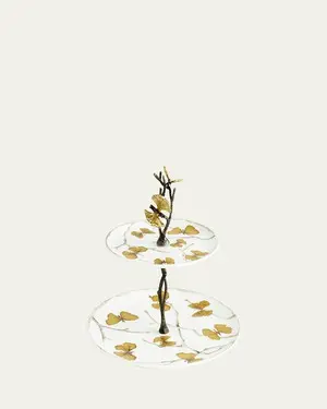 Michael Aram Butterfly Ginkgo 2-tier Porcelain Etagere