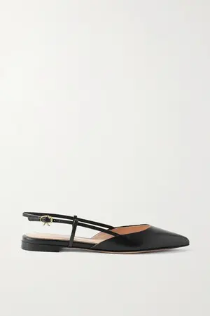 GIANVITO ROSSI Ascent Leather Point-toe Flats - Black