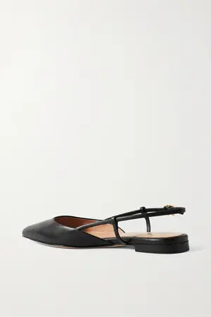 GIANVITO ROSSI Ascent Leather Point-toe Flats - Black