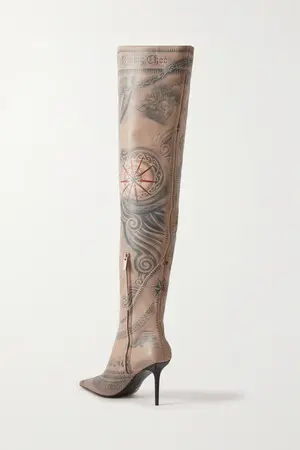 JIMMY CHOO Jean Paul Gaultier 90 Printed Leather Boots