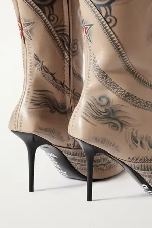 JIMMY CHOO Jean Paul Gaultier 90 Printed Leather Boots