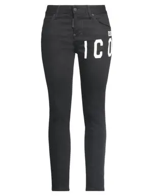 Dsquared2 Cotton Elastane Skinny Jeans With Logo Print - Black