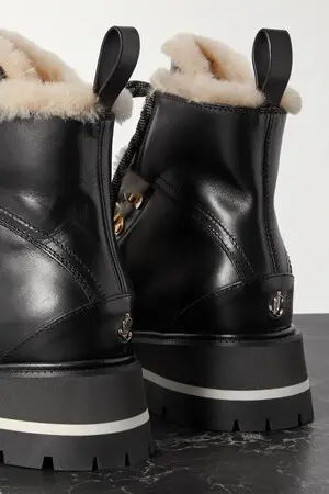JIMMY CHOO Chike Shearling-trimmed Combat Boots