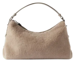Brunello Cucinelli Large Leather-trimmed Faux Fur Shoulder Bag