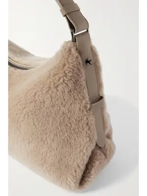 Brunello Cucinelli Large Leather-trimmed Faux Fur Shoulder Bag