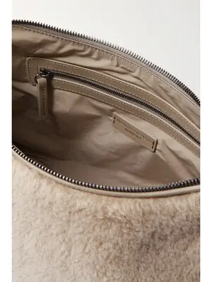 Brunello Cucinelli Large Leather-trimmed Faux Fur Shoulder Bag