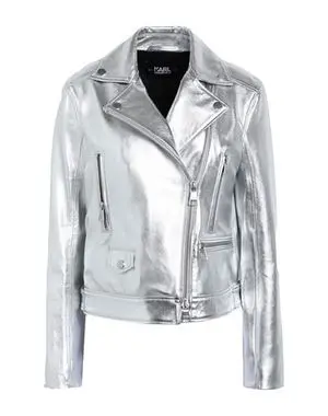 Karl Lagerfeld Jacket Size Lambskin - Silver