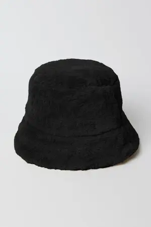 Velvet By Graham & Spencer Faux Fur Bucket Hat - Black