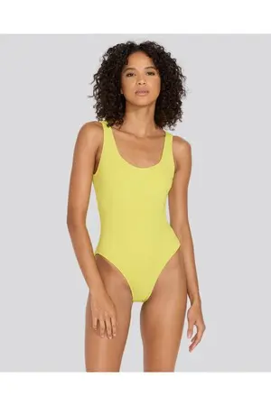 Solid & Striped Anne-Marie Ribbed One Piece Yellow