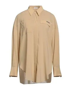 Brunello Cucinelli Crepe Shirt With Beads - Beige