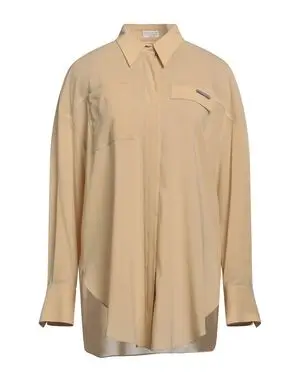 Brunello Cucinelli Crepe Shirt With Beads - Beige
