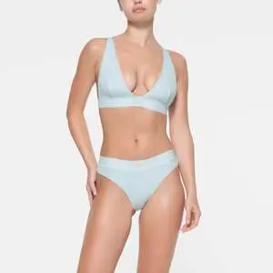 SKIMS Plunge Bralette | White | 2xs | Cotton Rib Opal