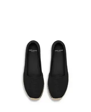 Saint Laurent Monogram Flat Espadrilles In Lambskin - Black