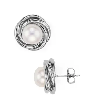 Aqua Fine Collection Sterling Silver Knot Stud Earrings - White/silver