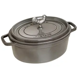 STAUB Coq Au Vin Cocotte, 5.75 Quart - Graphite Gray