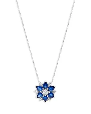 Bloomingdale'S Sapphire And Diamond Flower Pendant Necklace - Blue/white