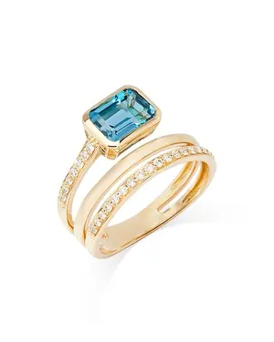 Bloomingdale'S London Blue Topaz & Diamond Ring - Blue/gold