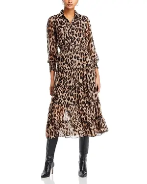t tahari printed tiered midi dress T Tahari Women's Printed Peplum-Hem Midi Dress