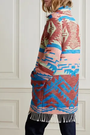 FORTELA Faryn Embellished Cotton Jacquard Jacket With Fringe