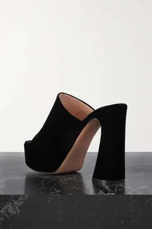 GIANVITO ROSSI Holly 120 Velvet Platform Mules - Black