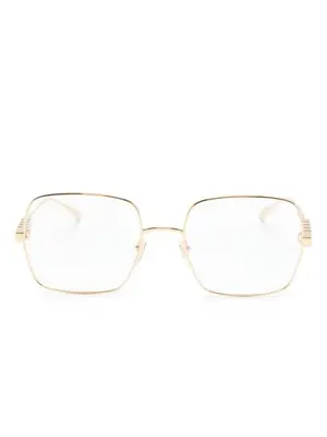 Gucci Logo-lettering Square-frame Glasses - Gold