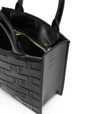 Elisabetta Franchi Monogram Shopper Bag - Black