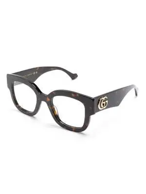 Gucci Double G Round-frame Glasses - Brown
