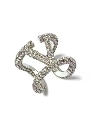Valentino Garavani Vlogo Signature Crystal Ring - Silver
