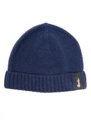 Borsalino Logo-patch Cashmere Beanie - Blue