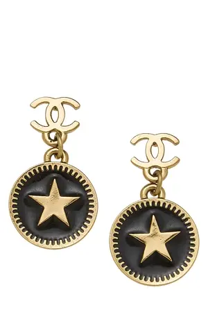 Chanel Star Dangle Earrings - Black