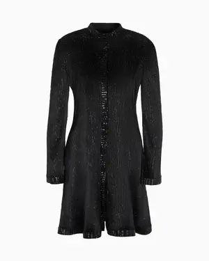 Giorgio Armani Long Jacket In Pleated Tulle With Crystal Embroidery - Patterned
