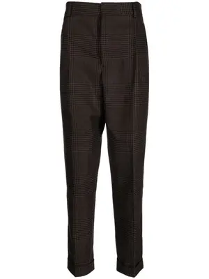 Bally Check-pattern Wool Tapered Trousers - Brown