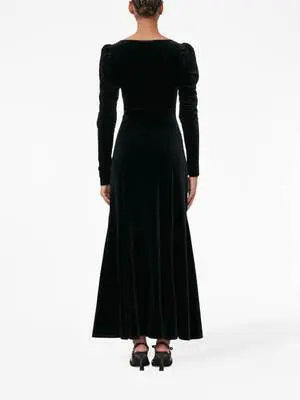 GANNI Square-neck Velvet Maxi Dress