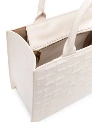 Elisabetta Franchi Monogram Shopper Bag - White
