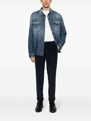 Incotex Navy Cotton Blend Corduroy Trousers