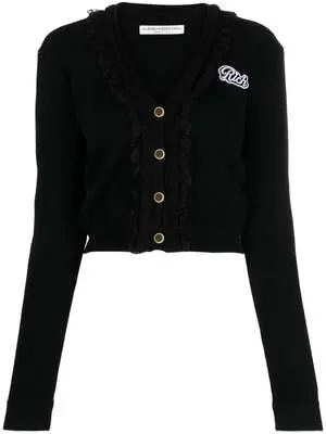 Alessandra Rich Ribbed-knit Cardigan - Black
