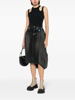 Mihara Yasuhiro Circle Washed Denim Skirt