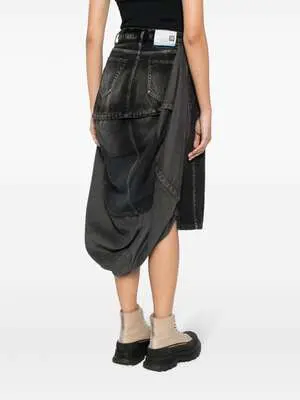 Mihara Yasuhiro Circle Washed Denim Skirt