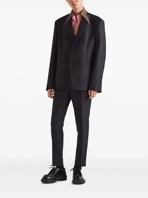 Prada Detachable-collar Wool Blazer - Blue