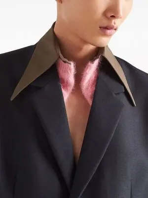 Prada Detachable-collar Wool Blazer - Blue