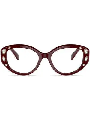 SWAROVSKI Crystal-embellished Oval Eyeglasses - Red