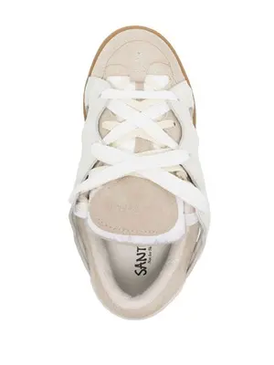 SANTHA Curb Panelled Leather Sneakers