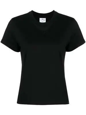 COURREGES Logo-embroidered T-shirt - Black
