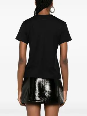 COURREGES Logo-embroidered T-shirt - Black