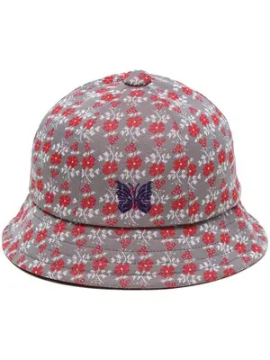Needles Logo-embroidered Floral Bucket Hat - Grey