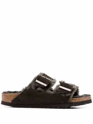 BIRKENSTOCK Shearling-lined Double-buckle Sandals - Green